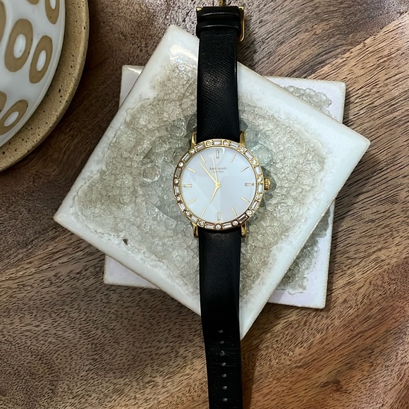 kate spade | Accessories | Kate Spade Classic Pave Watch Gold Black ...